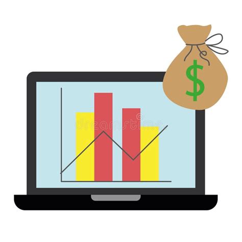 Business Data Graph On Laptop Icon Vector Stock Vector Illustration