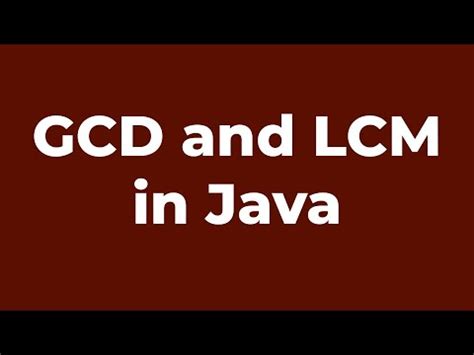 GCD And LCM Java Program YouTube