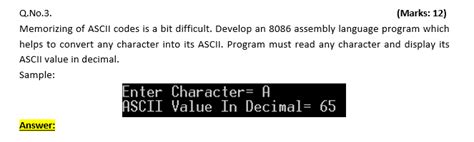 Solved Q No Marks Memorizing Of ASCII Codes Is A Chegg Com