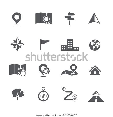 Set Map Navigation Icon Vector Illustration Stock Vector Royalty Free 287052467 Shutterstock