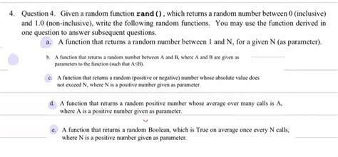 Question Given A Random Function Rand Which Chegg