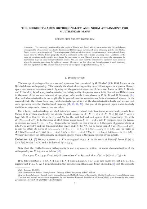 (PDF) The Birkhoff-James orthogonality and norm attainment for multilinear maps
