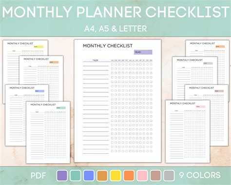 Printable And Editable Monthly Checklist Month To Do List Chore List