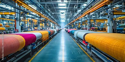 Interior Of Textile Factory During Manufacturing Process Concept