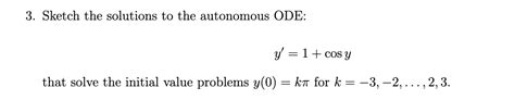 Solved 3 Sketch The Solutions To The Autonomous Ode