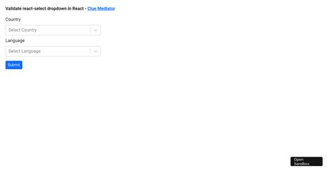 React Dropdown Validation Codesandbox