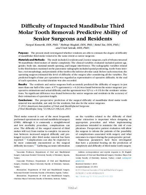 Pdf Difficulty Of Impacted Mandibular Third Molar Tooth Removal