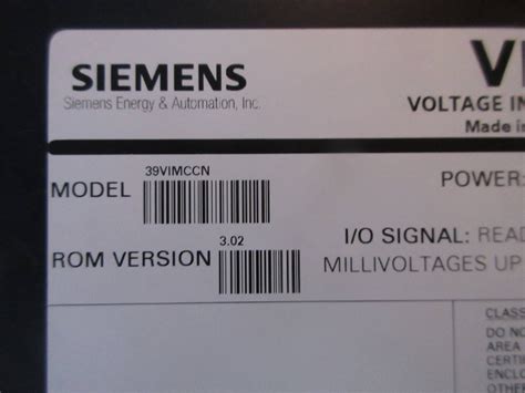 Siemens 39vimccn A5e0028217507 Apacs Vim Voltage Input Module Moore Rom 302 Tk3586 5