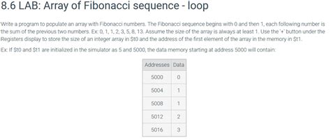 Solved 8.6 ﻿LAB: Array of Fibonacci sequence - ﻿loopWrite a | Chegg.com