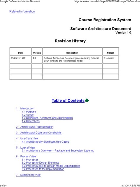 Example Software Architecture Document Pdf Thread Computing