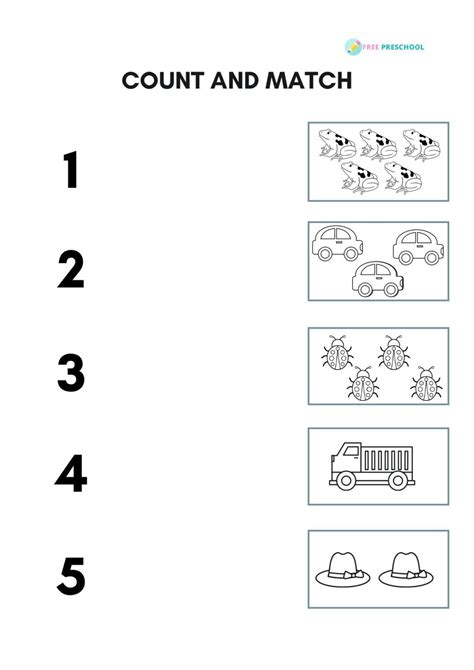 Number Matching And Counting Worksheets