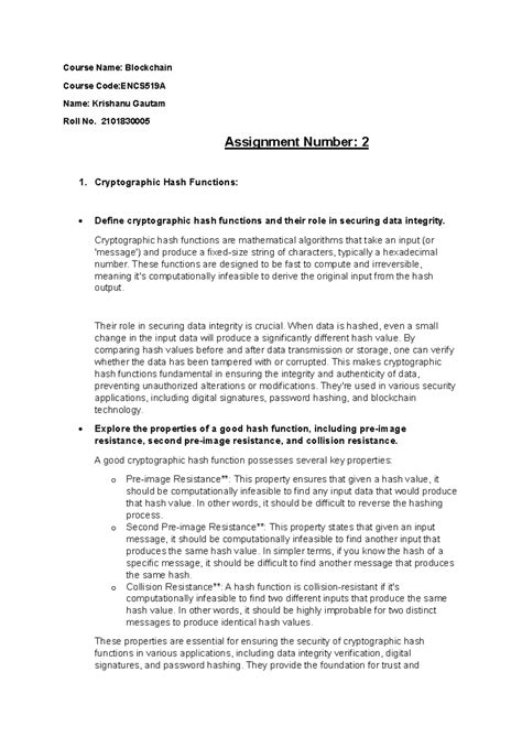 Cryptography Concepts And Applications Encs519a Assignment 2 Studocu