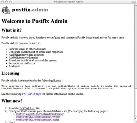 Postfix Admin Linuxlinks