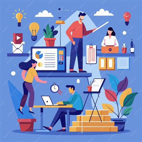 Premium Vector Collaborative Workflow And Project Management