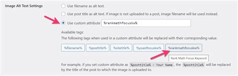 Use Rank Math Focus Keyword As Alt Text Title For Images Image Attributes Pro