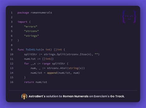 Astraberts Solution For Roman Numerals In Go On Exercism