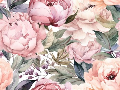 Premium Photo Seamless Botanical Pattern Flowers Illustration Wallpaper Background Design