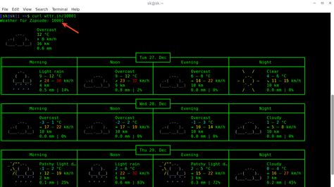 how to check weather details from command line in linux ostechnix