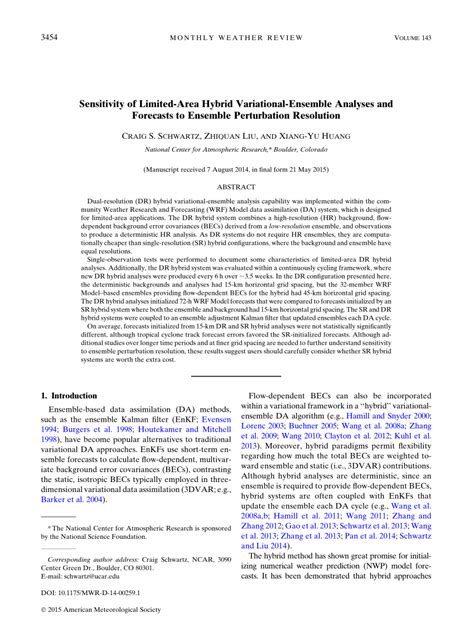 Pdf Sensitivity Of Limited Area Hybrid Variational Ensemble Analyses And Forecasts To Ensemble