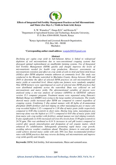 (PDF) Effects of Integrated Soil Fertility Management Practices on Soil Micronutrients and Maize ...