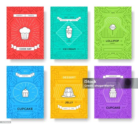 케이크 얇은 라인 브로셔 카드 설정합니다 Flyear 잡지 포스터 책 표지 배너의 생일 전통적인 템플릿 식품 개요 초대 개념 배경입니다 레이아웃 품질 현대 페이지 음식에