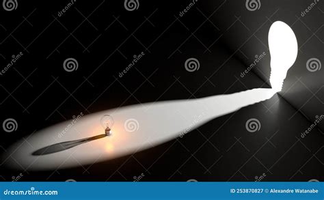 D Rendering Of Lightbulb Shaped As A Hole Casting Shadow And Light Illuminating A Turned On