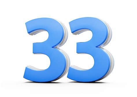Premium Photo 3d Number 33 Thirty Three Made Of Blue Body With Silver Outline On White