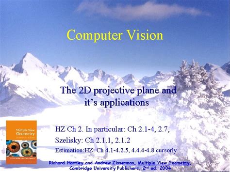 Computer Vision The 2 D Projective Plane And