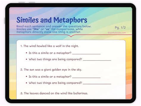 Metaphor And Simile Worksheet