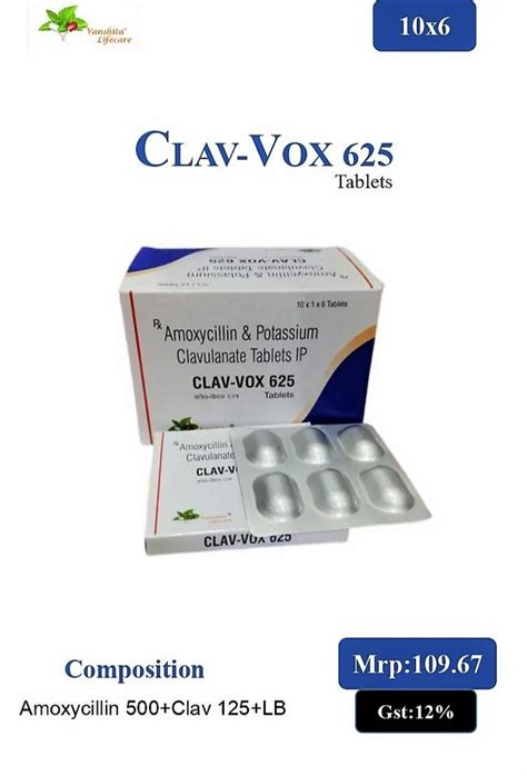 Clav Vox 625 Amoxicillin Potassium Clavulanate Tablet 625 Mg At ₹ 1200
