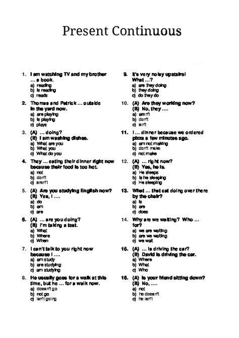Present Continuous Grammar Quiz Pdfcoffeecom Present Continuous Grammar Quiz Pdfcoffeecom