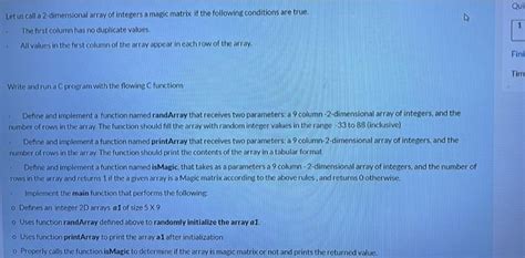 solved qui 1 let us call a 2 dimensional array of integers a