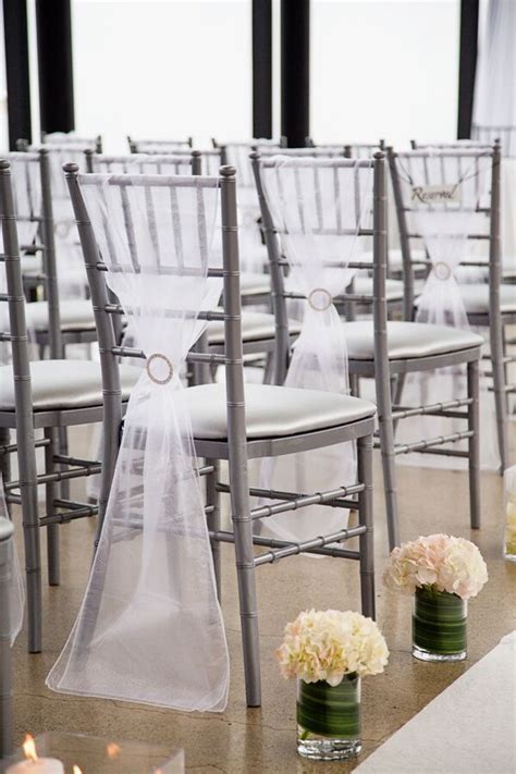 Silver Chiavari Ceremony Chairs With White Sash