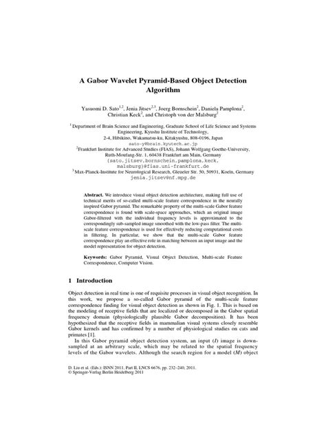Is Nn 2011 Gabor Pyramid Pdf Wavelet Computer Vision