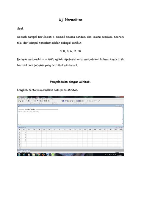 Pdf Uji Normalitas Minitab