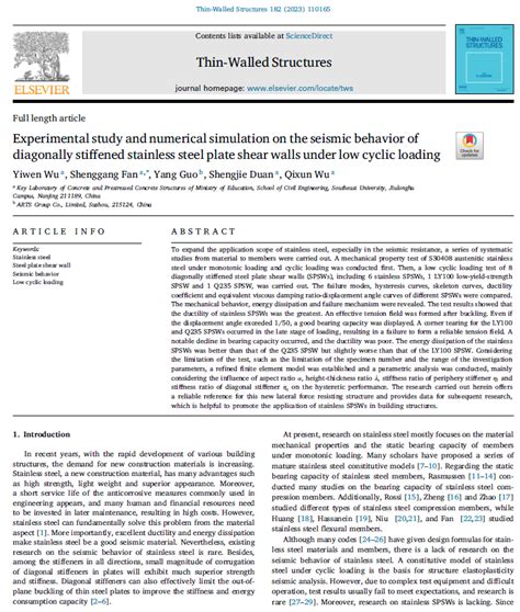 Stainless Steel Plate Shear Wall Under Low Cyclic Loading Abaqus Abaqus Tutorials