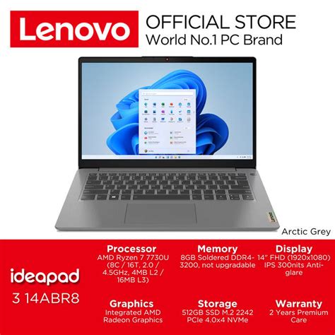 Laptop Lenovo IdeaPad Slim 3 14ABR8 FHD IPS Ryzen 7 8GB 512GBSSD 07ID Abyss Lazada Indonesia