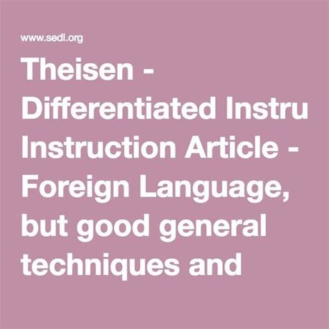 Differentiated Instruction Techniques For Foreign Language Learning