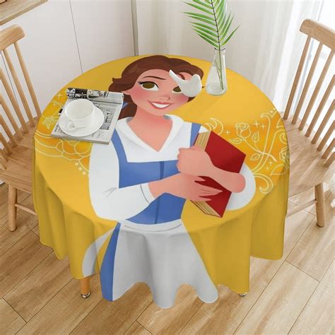 Disney Princess Belle Christmas Round Plastic Waterproof Tablecloth 60x60in
