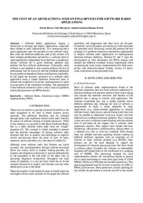 Pdf The Cost Of An Abstraction Layer On Fpga Devices For Software Radio Applications