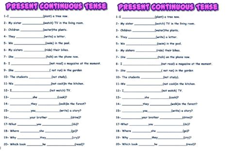 Worksheet Present Continous Pdf