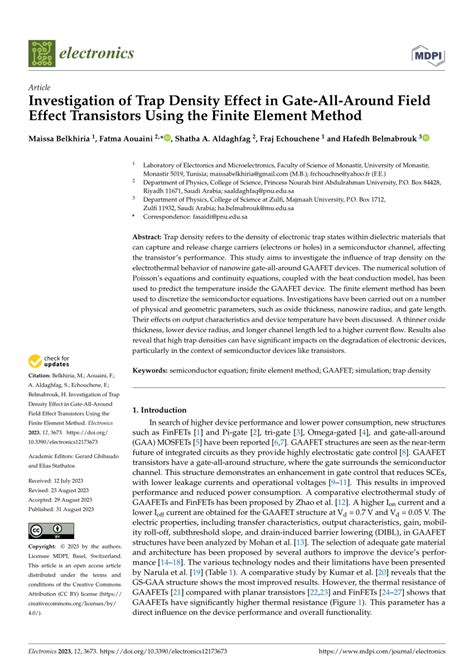 Pdf Investigation Of Trap Density Effect In Gate All Around Field