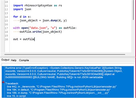 Jswan Jsondict Not Json Serializable Grasshopper Mcneel Forum