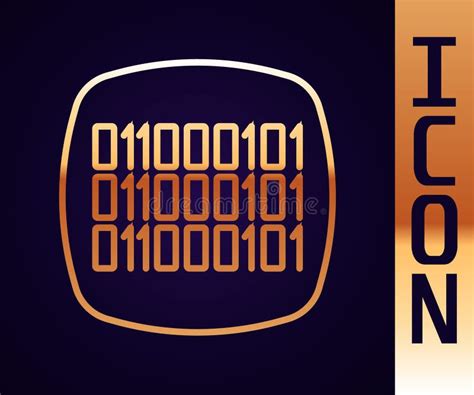 gold line binary code icon isolated on black background vector stock