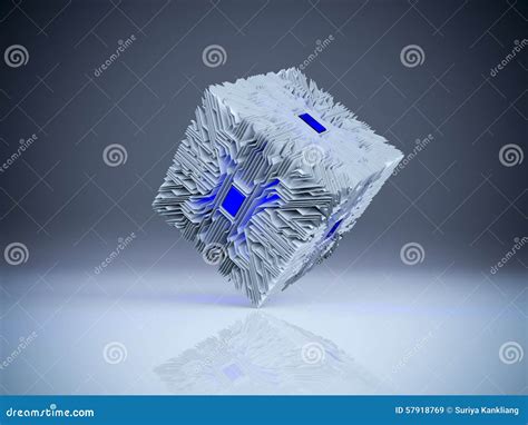 3d Circuit Cube Stock Illustration Illustration Of Tech 57918769
