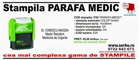 Estampila Stampila Parafa Medic Rezident