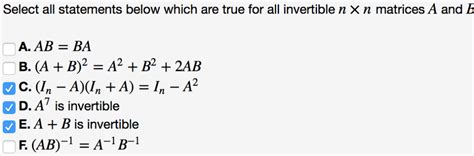 Solved Select All Statements Below Which Are True For All Chegg