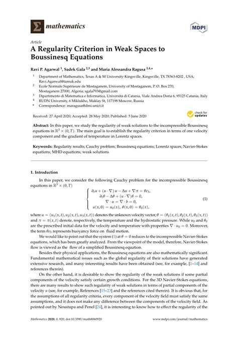 Pdf A Regularity Criterion In Weak Spaces To Boussinesq Equations