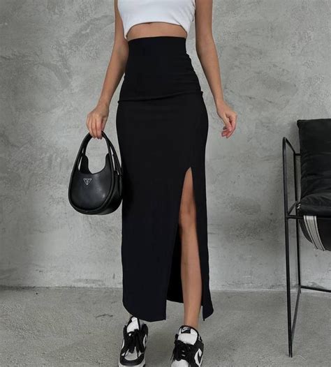 Спідниця максі з розрізом на нозі — ціна 442 грн у каталозі Довгі спідниці Купити жіночі речі за