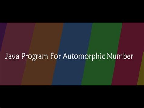 Java Program To Check For Automorphic Number YouTube